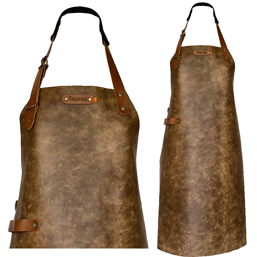 Xapron Atlanta leren BBQ schort van buffelleer| Handgemaakt in ...